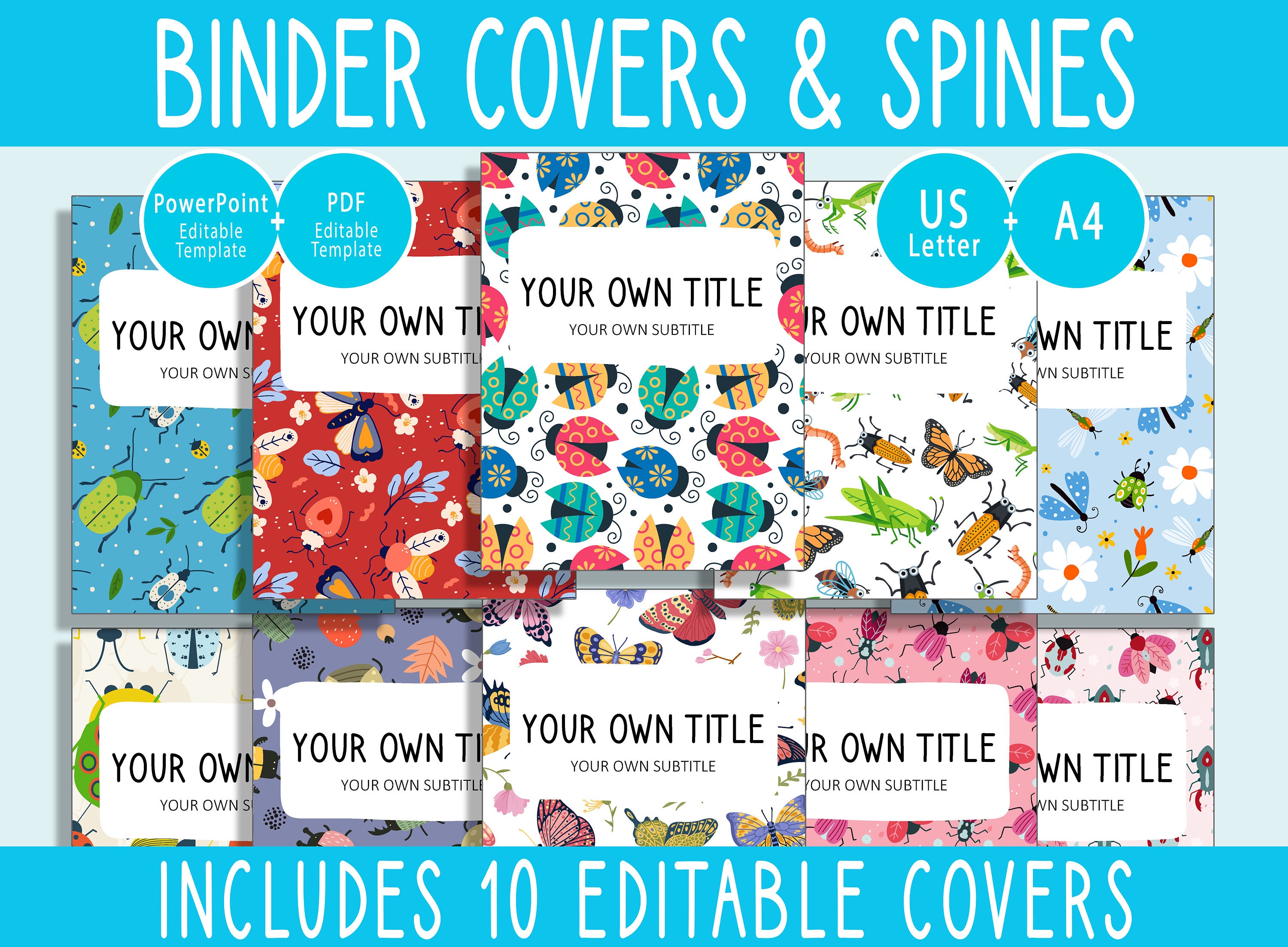 10 Editable Insect/bug/beetle Binder Covers Includes 1 - Etsy