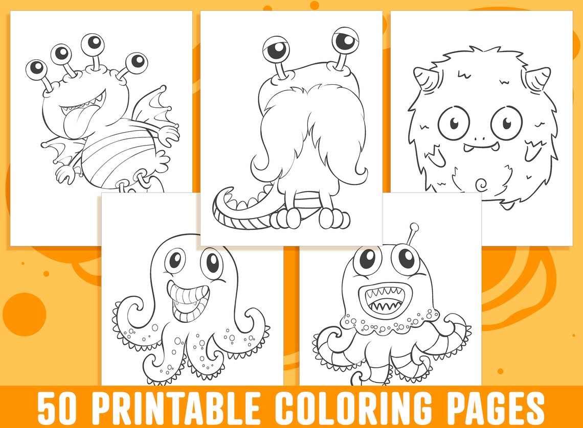 Monster Coloring Book for Kids: 50 High-resolution Printable Pages ...
