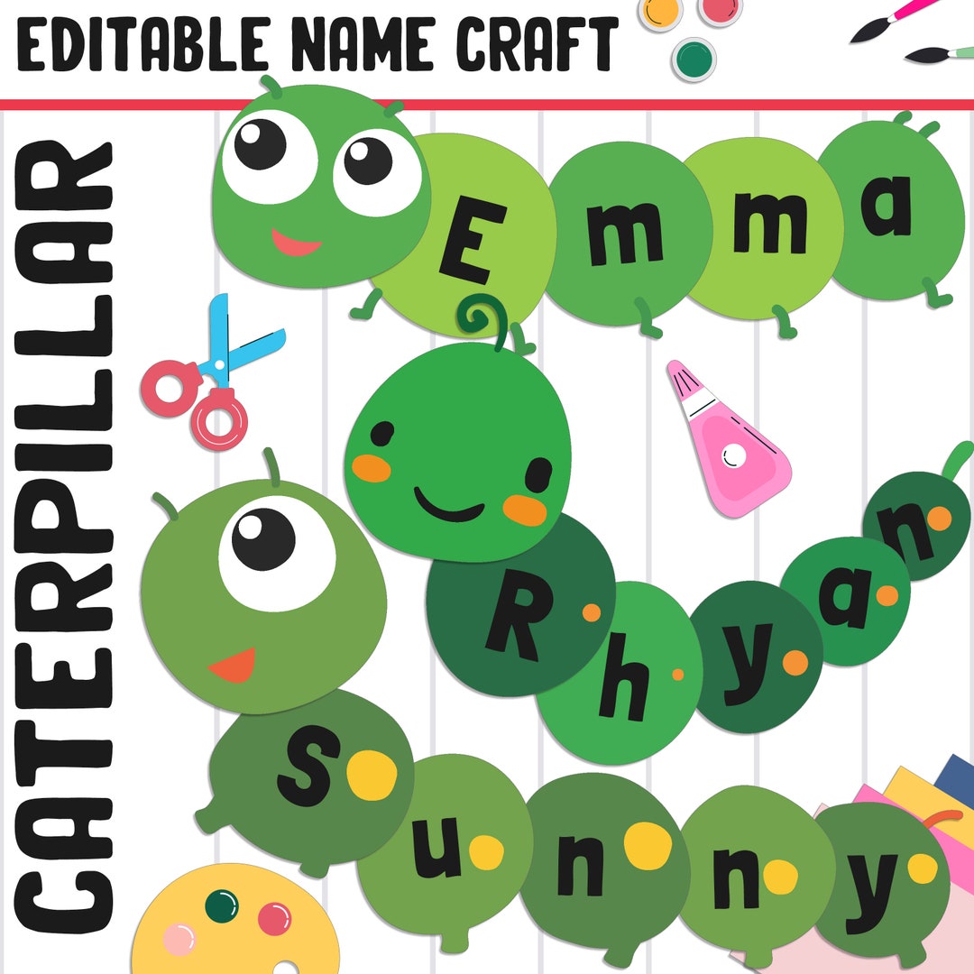 Caterpillar Name Craft Activity: Back to School Bulletin Board, 20 ...