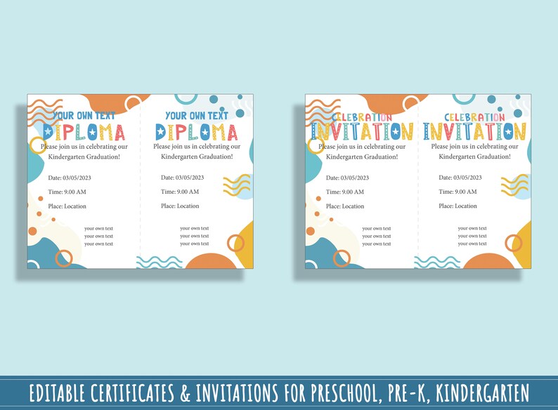Modern Editable Graduation Certificates, Diplomas, Invitations Template ...