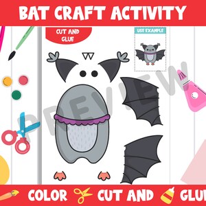 Halloween Bat Craft Activity - Color, Cut, and Glue for Prek to 2nd ...