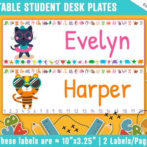 Student Desk Plates, 30 Printable/editable Cute and Funny Animal ...