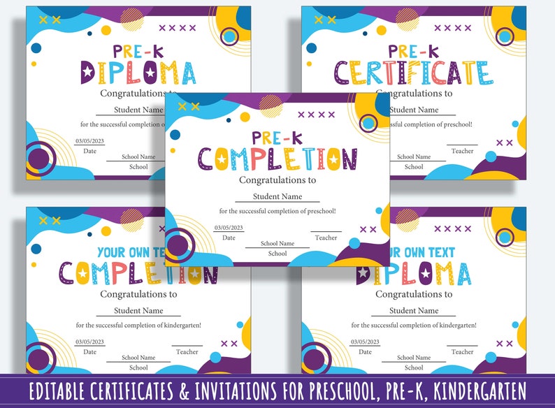 Editable End of the Year Awards Kindergarten Diploma Promotion ...