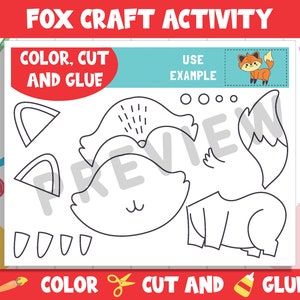 Cute Fox Craft Activity - Color, Cut, and Glue for Prek to 2nd Grade ...