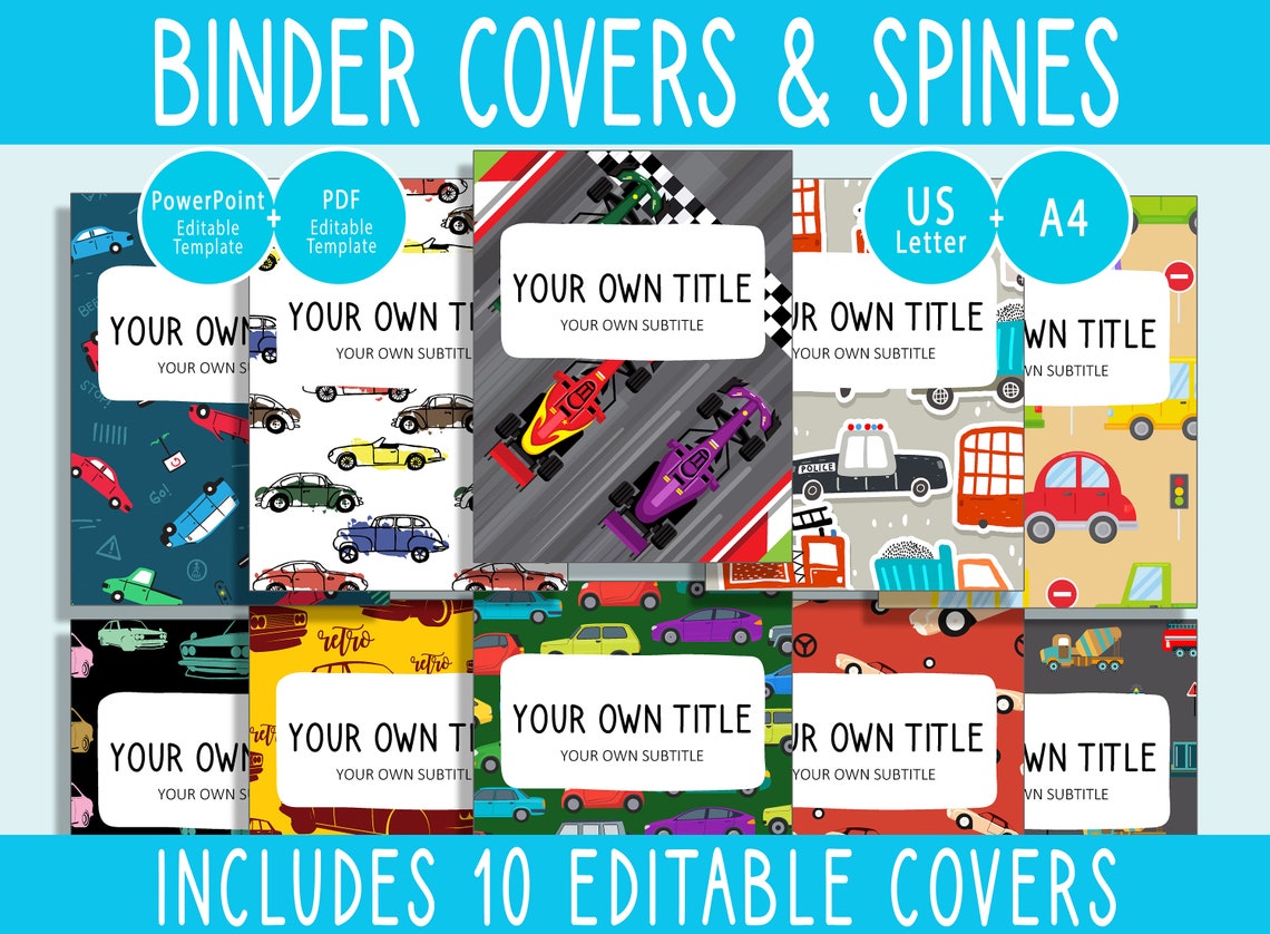 10 Editable Car Pattern Binder Covers Includes 1 1.5 - Etsy