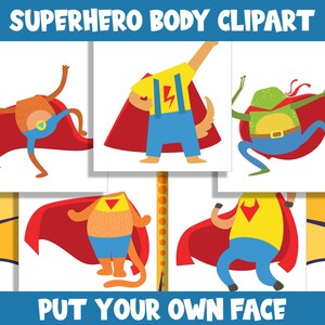 Animal Superhero Body Clipart Set for Prek to 6th Grade, 20 Pages, PDF ...