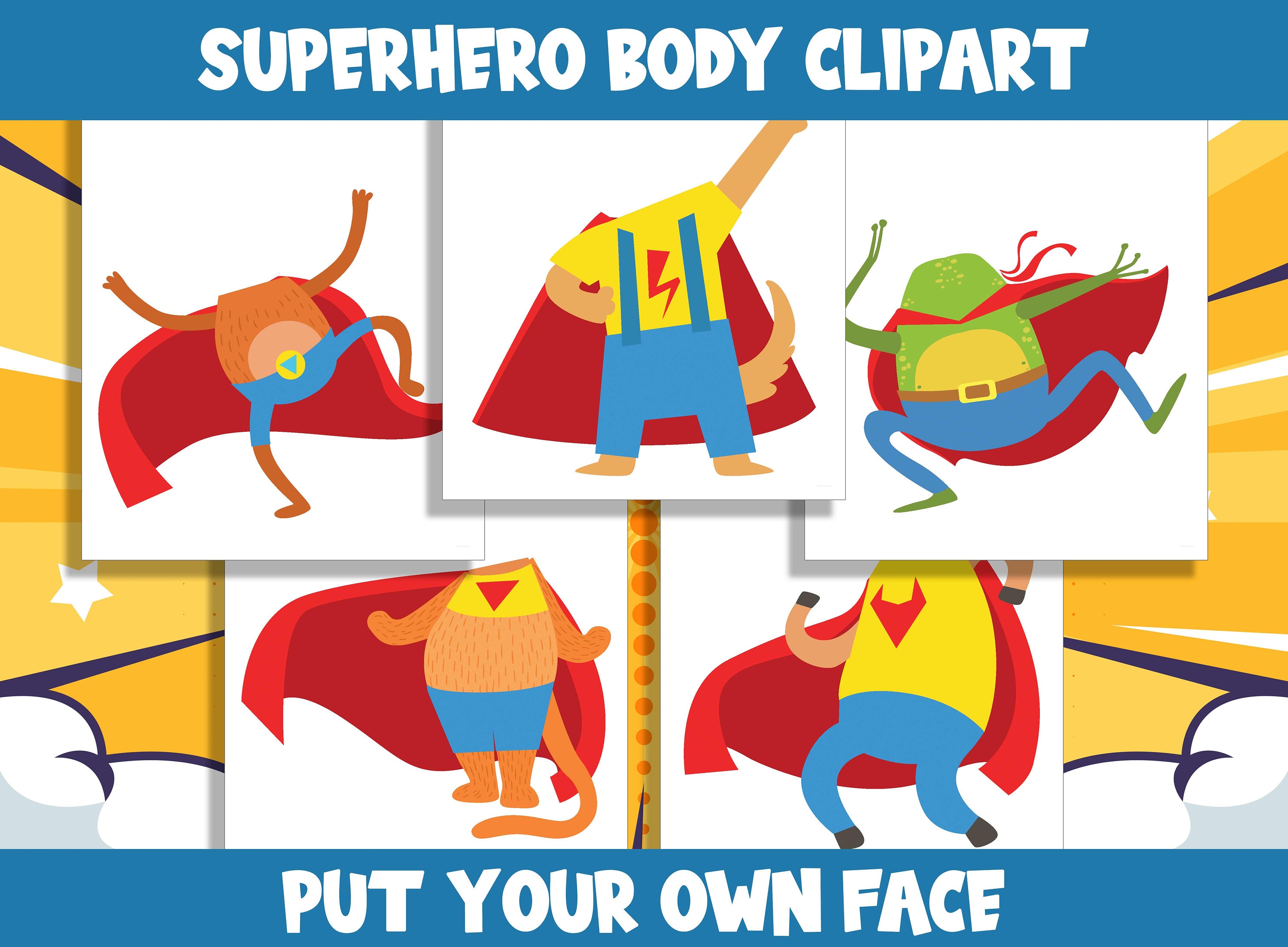 Animal Superhero Body Clipart Set for Prek to 6th Grade, 20 Pages, PDF ...