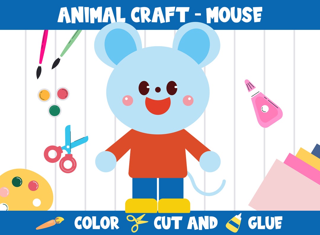 Animal Craft Activity - Mouse : Color, Cut, and Glue for Prek to 2nd ...