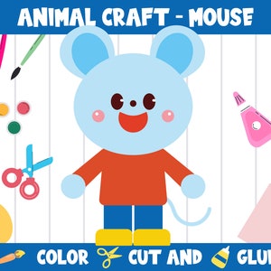 Animal Craft Activity - Mouse : Color, Cut, and Glue for Prek to 2nd ...