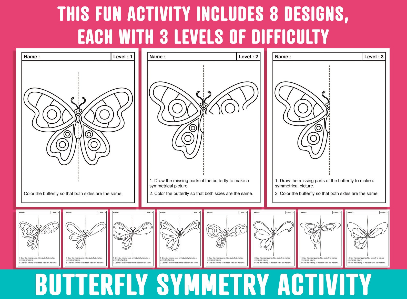 Butterfly Symmetry Worksheet, Butterfly Theme Lines of Symmetry ...