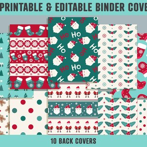 Christmas Pattern Binder Cover, 10 Printable & Editable Binder Covers ...