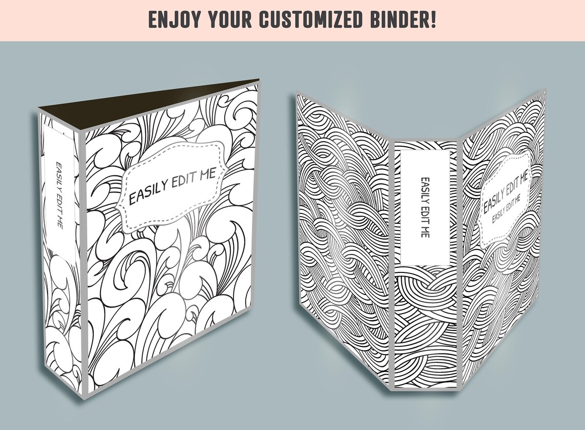 Abstract Wave Binder Cover, 10 Printable & Editable Binder Covers ...