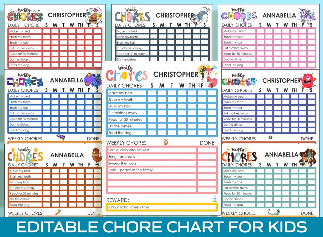 Fun and Easy Chore Charts for Kids: 8 Adorable Designs for 10 Year Old ...