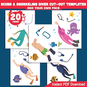Scuba & Snorkeling Diver Body Cut-out Craft: Add Your Face to Printable ...