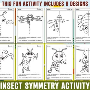 Insect Symmetry Worksheet, Insect Theme Lines of Symmetry Activity, 24 ...