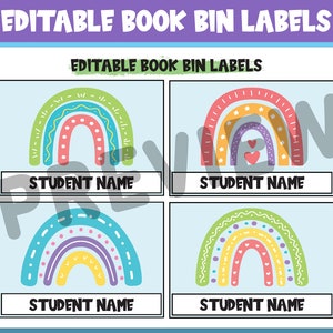 Editable Boho Rainbow Book Bin Labels: 16 Customizable Designs for ...