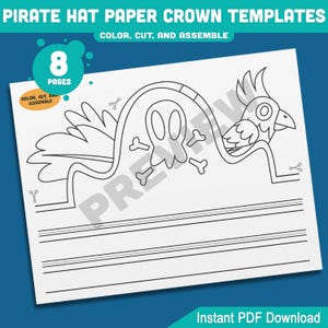 Pirate Hat Paper Crown Templates, Printable Kids Craft With 4 Fun ...