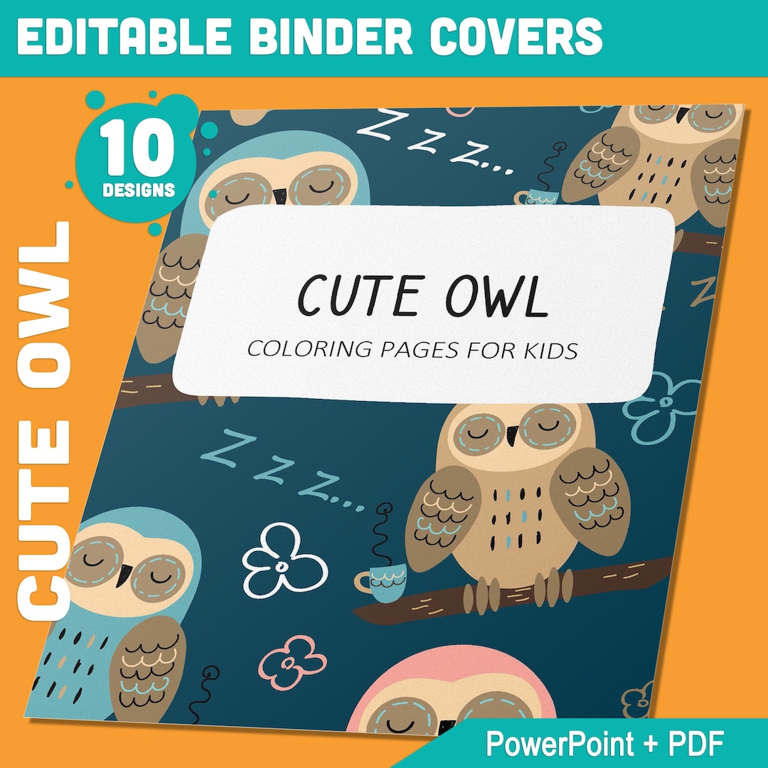 10 Editable Cute Owl Binder Covers, Includes 1, 1.5, 2" Spines ...