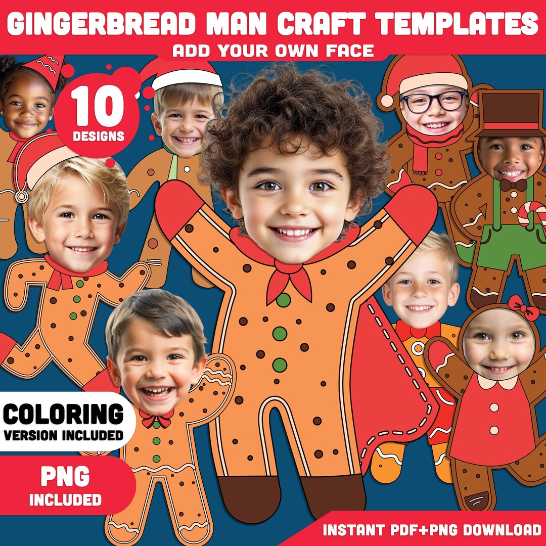 Gingerbread Man Craft Template – Add Your Photo, Winter Body Craft With ...