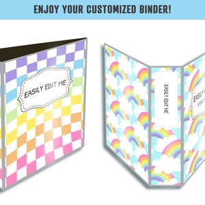 Sweet Rainbow Binder Cover, 10 Printable & Editable Binder Covers ...