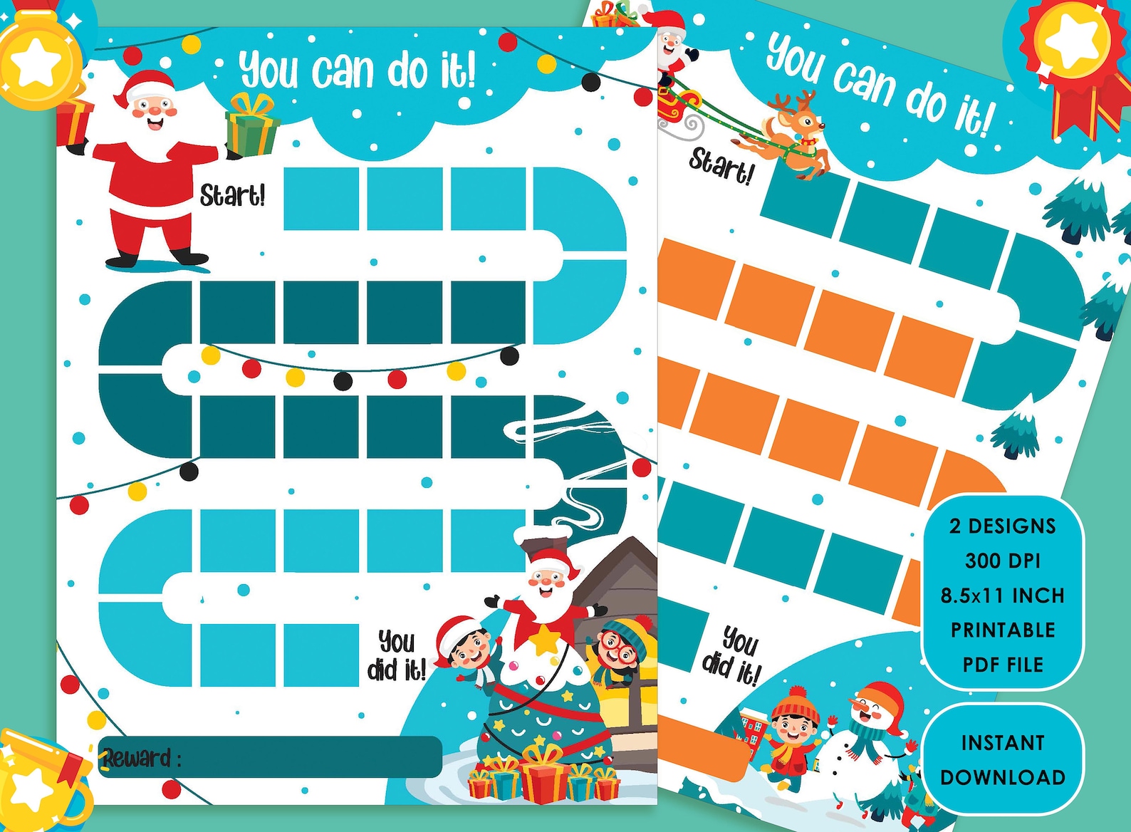 Printable Santa Claus Reward Chart Merry Christmas Behavior - Etsy