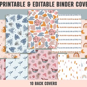 Simple Geometric and Floral Binder Cover, 10 Printable & Editable ...