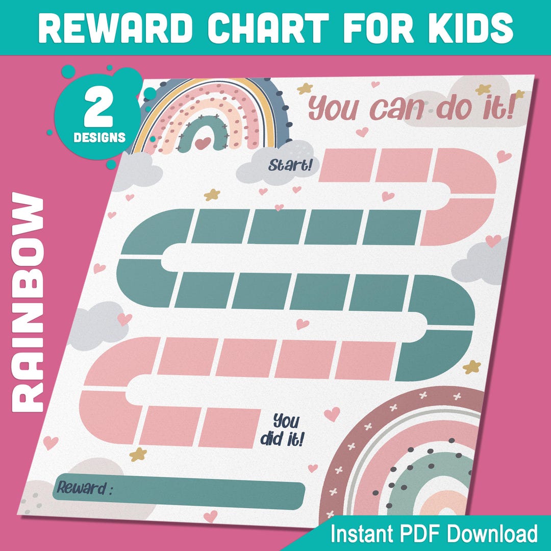 Printable Colorful Rainbow Reward Chart for Kids, Encouraging Positive ...