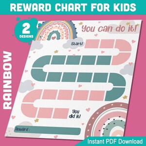 Printable Colorful Rainbow Reward Chart for Kids, Encouraging Positive ...