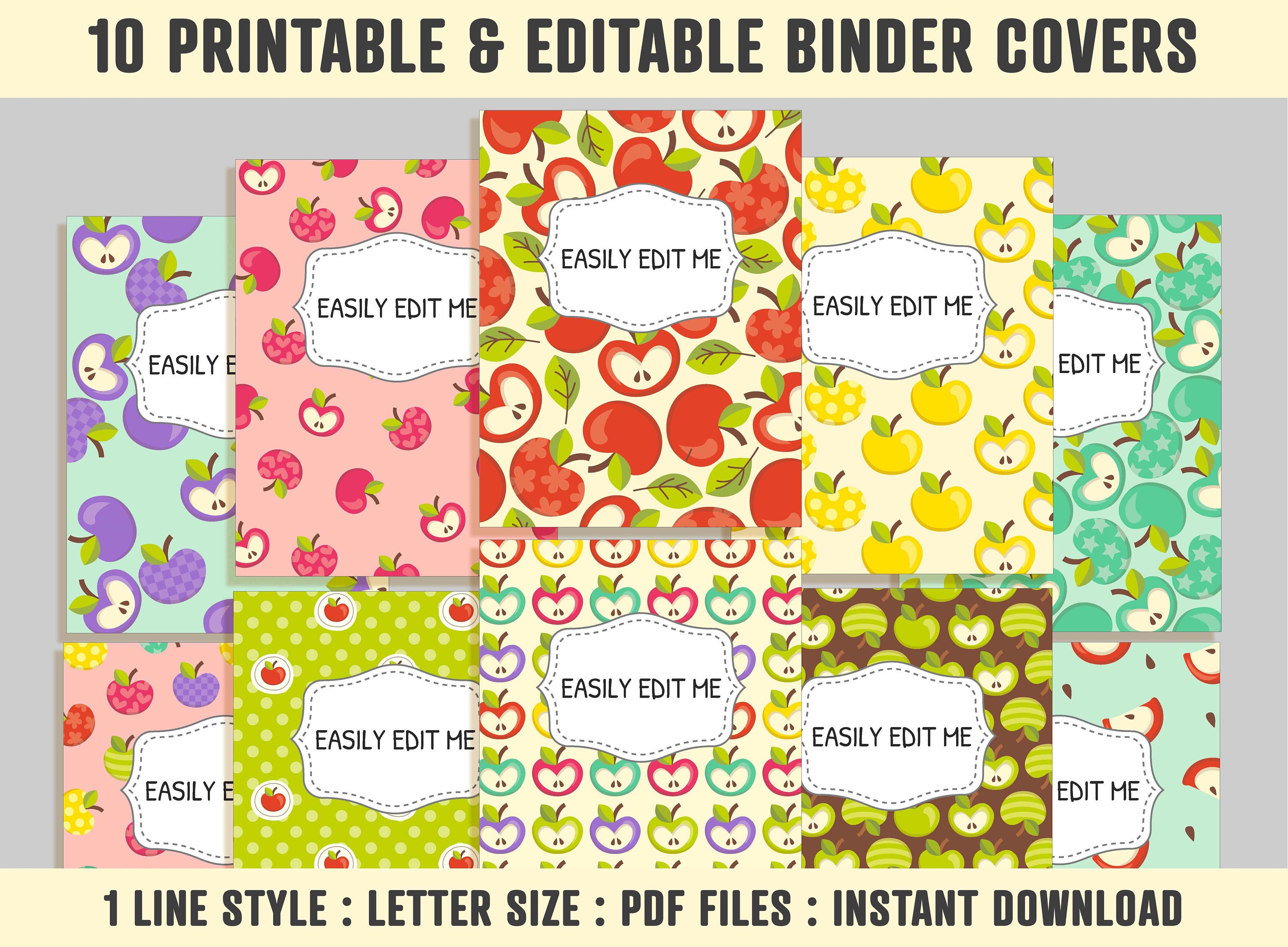 Editable Binder Covers 10 Printable & Editable Binder - Etsy