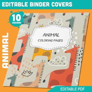 Animal Binder Covers, 10 Printable/editable Binder Covers & Spines ...