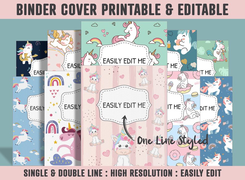 Binder Cover Printable, 10 Covers+spines, Printable, Editable, Teacher ...