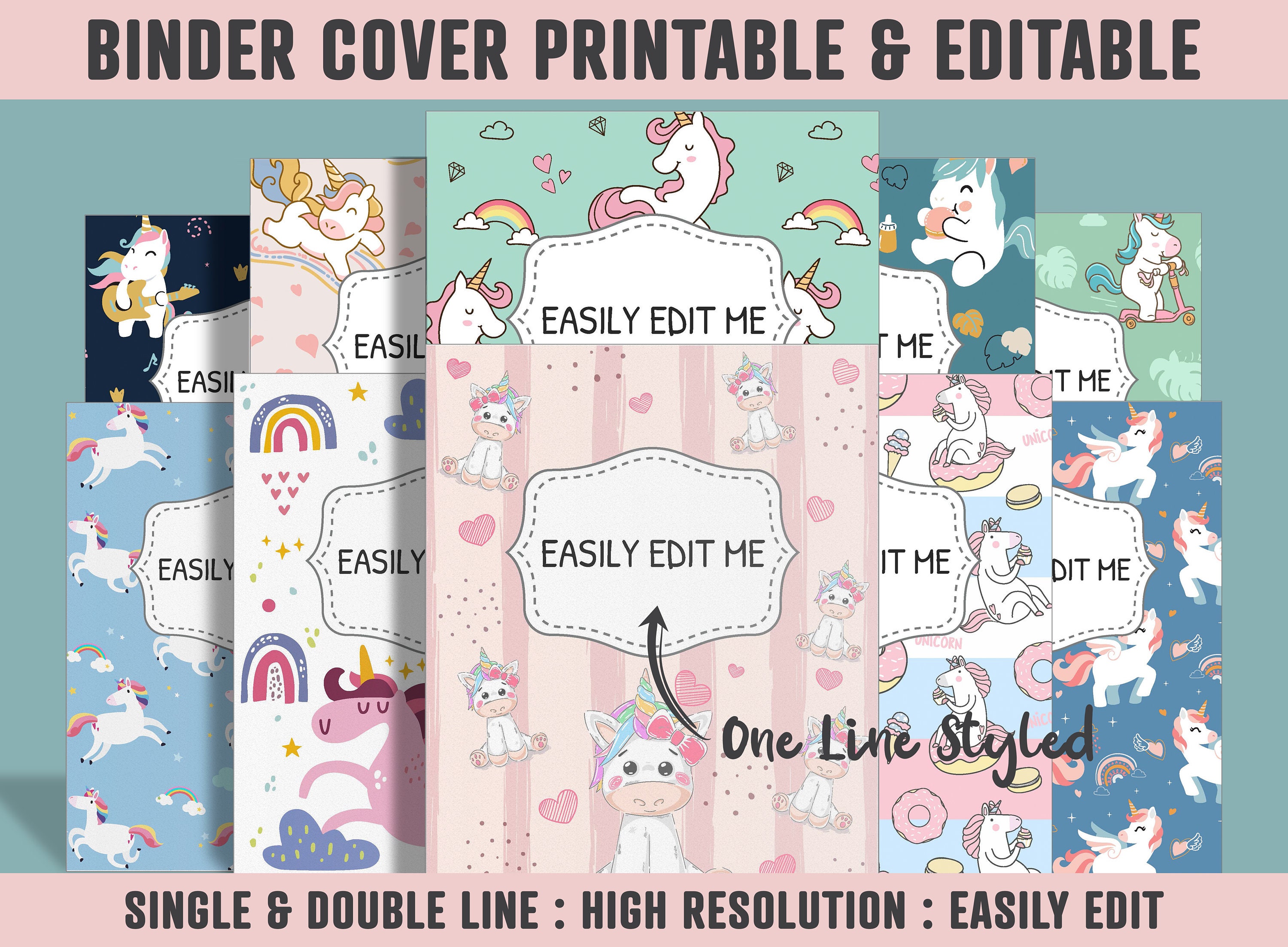 Binder Cover Printable 10 Coversspines Printable Editable | Etsy
