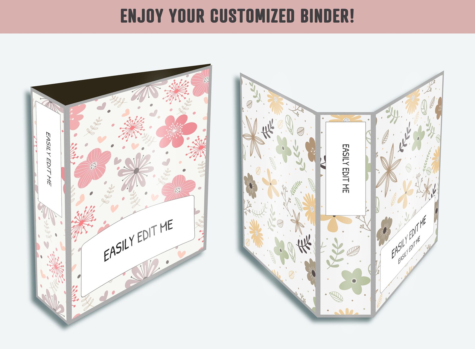 Binder Cover Sheet, 10 Printable & Editable Binder Covers+spines ...