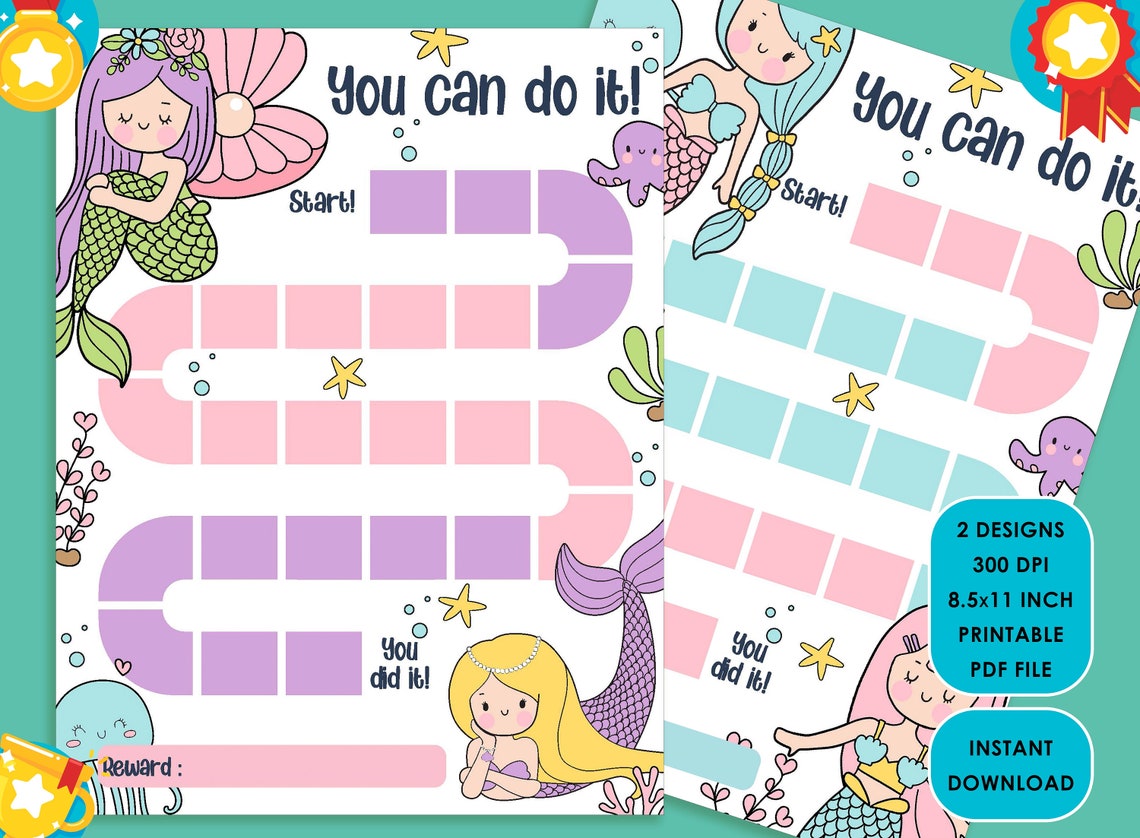 Printable Mermaid Reward Chart for Kids: Encourage Positive Behavior ...