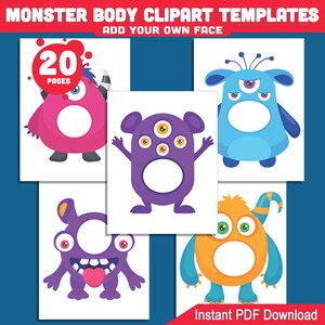 Monster Body Clipart Templates: Add Your Own Photo Face for a Fun DIY ...