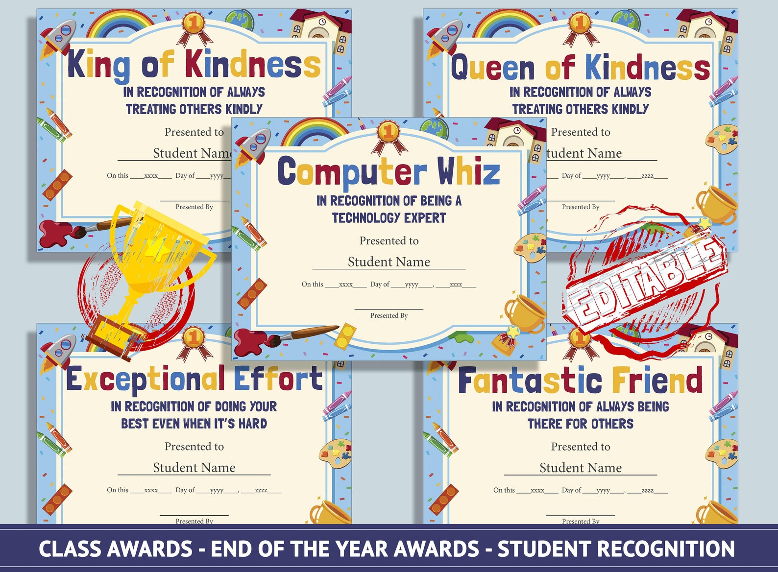 Editable Preschool End of the Year Awards, Classroom Awards, Student ...
