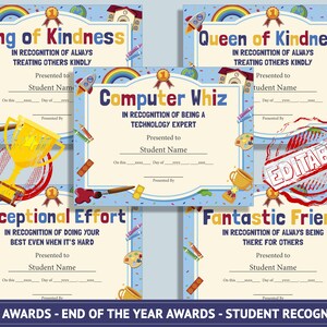 Editable Preschool End of the Year Awards, Classroom Awards, Student ...