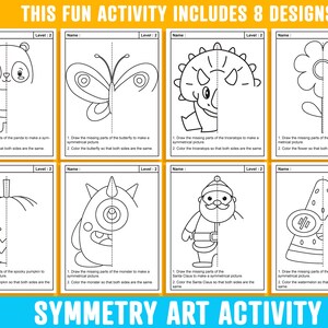 Symmetry Art Activity, Lines of Symmetry, 24 Pages/8 Designs, Each With ...