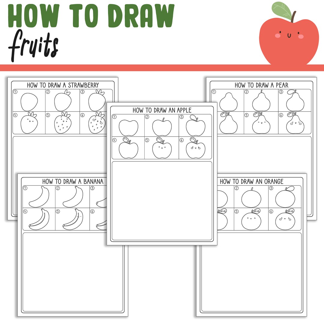 Learn How to Draw Fruits (apple, Orange, Banana, Strawberry, Pear ...