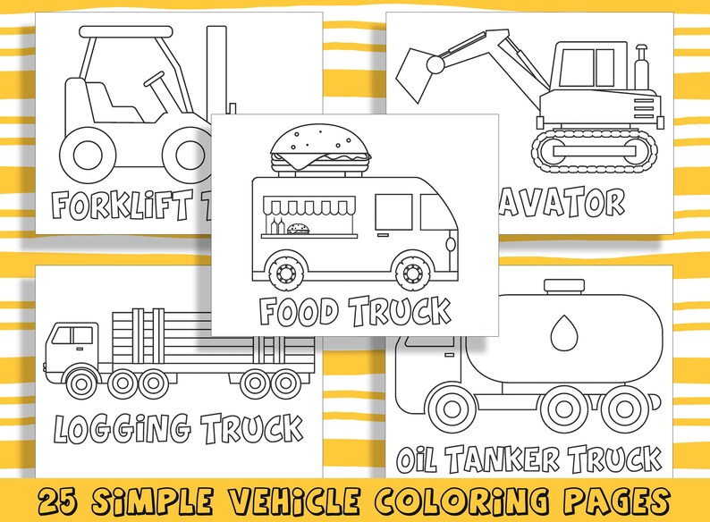 Exciting Vehicles Coloring Pages: 25 Fun and Easy Designs for Preschool ...