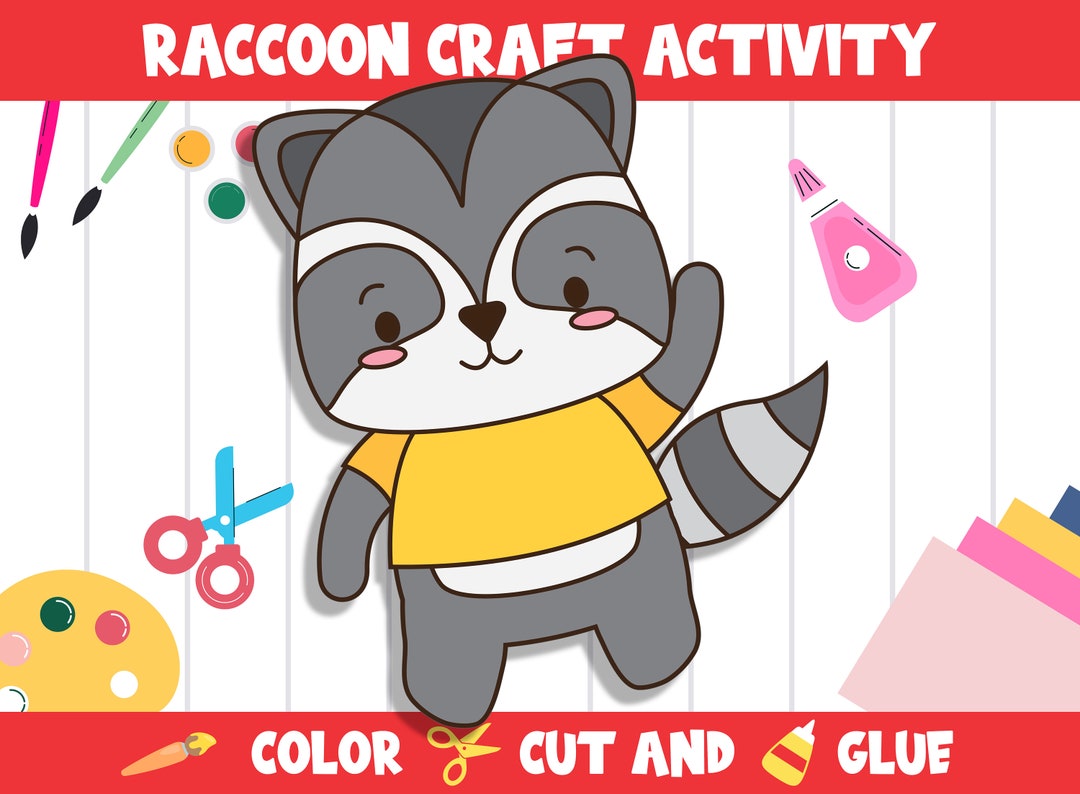 Cute Raccoon Craft Activity - Color, Cut, and Glue for Prek to 2nd ...