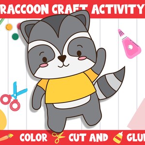 Cute Raccoon Craft Activity - Color, Cut, and Glue for Prek to 2nd ...