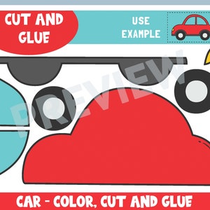 Car Craft Activity - Color, Cut, and Glue for Prek to 2nd Grade, PDF ...