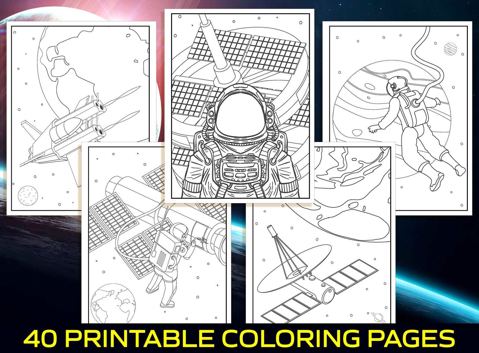 Space Coloring Pages 40 Printable Space Coloring Pages for - Etsy