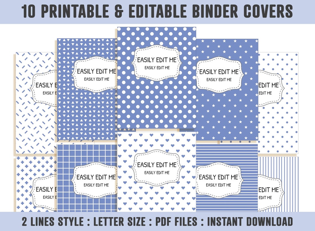 Planner Cover Page, 10 Editable Binder Covers and Spines, Binder Cover ...