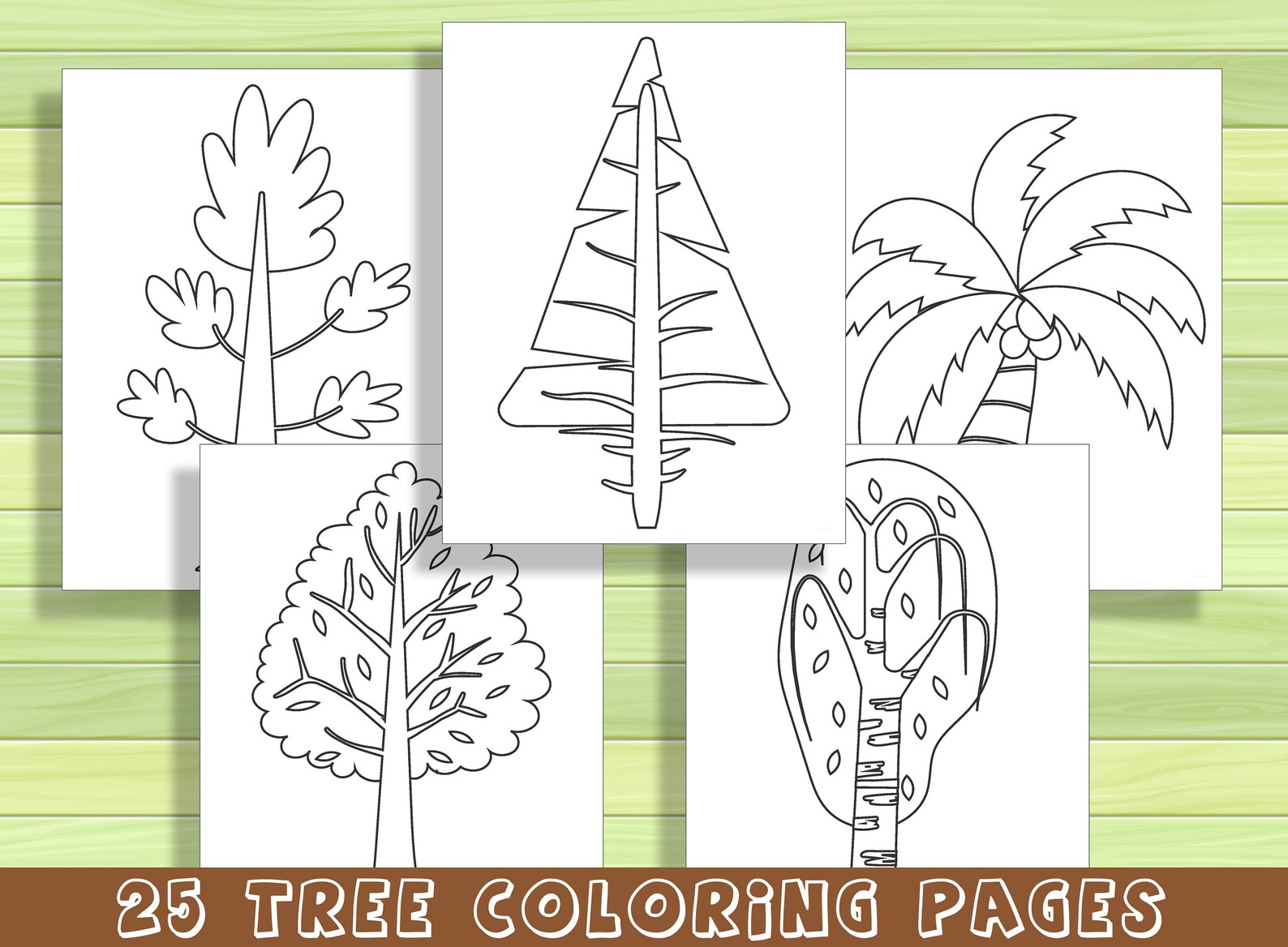 25 Beautiful Tree Coloring Pages for Preschool and Kindergarten, PDF ...