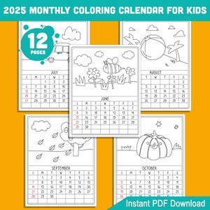 2025 Calendar Coloring Activity: Fun and Creative Monthly Themes ...
