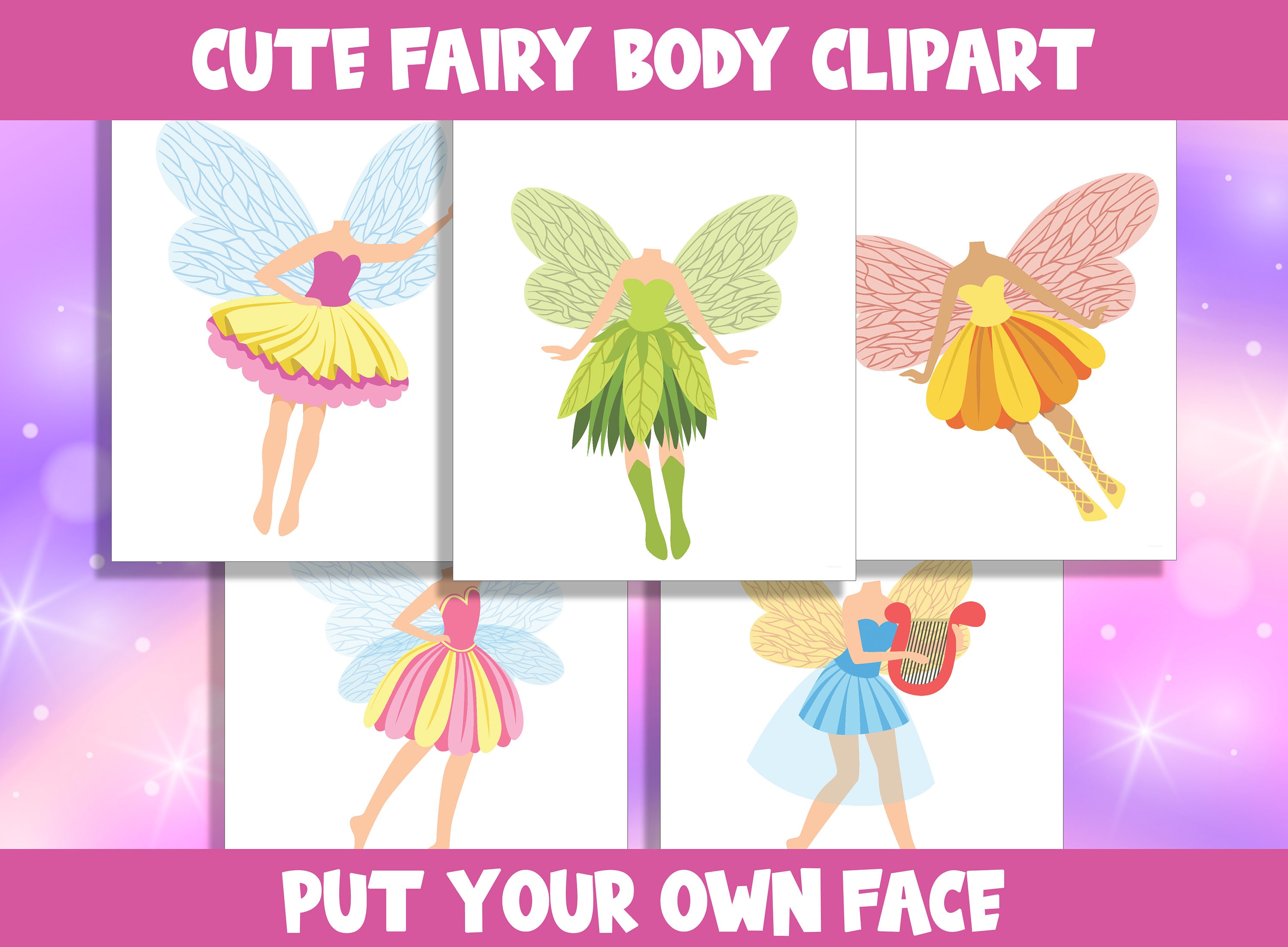 Cute Fairy Body Clipart Collection for Prek to 6th Grade, 20 Pages, PDF ...