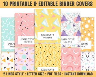 Binder Cover and Spine 10 Printable/editable Covers Spines - Etsy