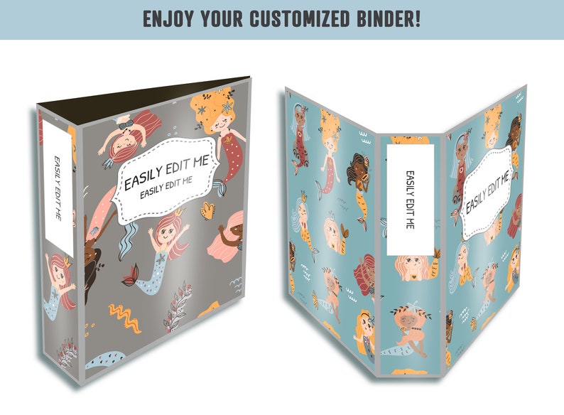 Mermaids & Sea Animals Binder Covers, 10 Printable/editable Binder ...